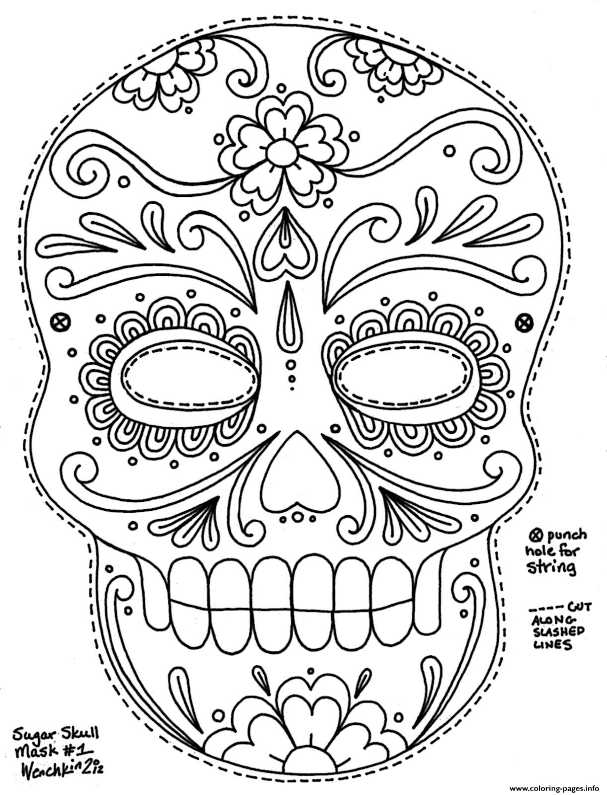 Simple Sugar Skull Hd Adult Big Size Coloring Page Printable