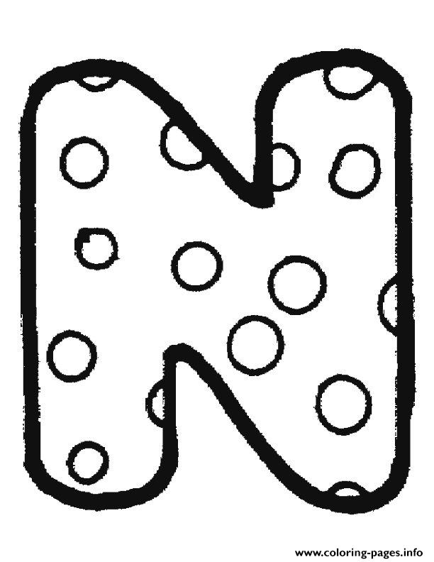 Bubble Letter N Coloring Page Printable
