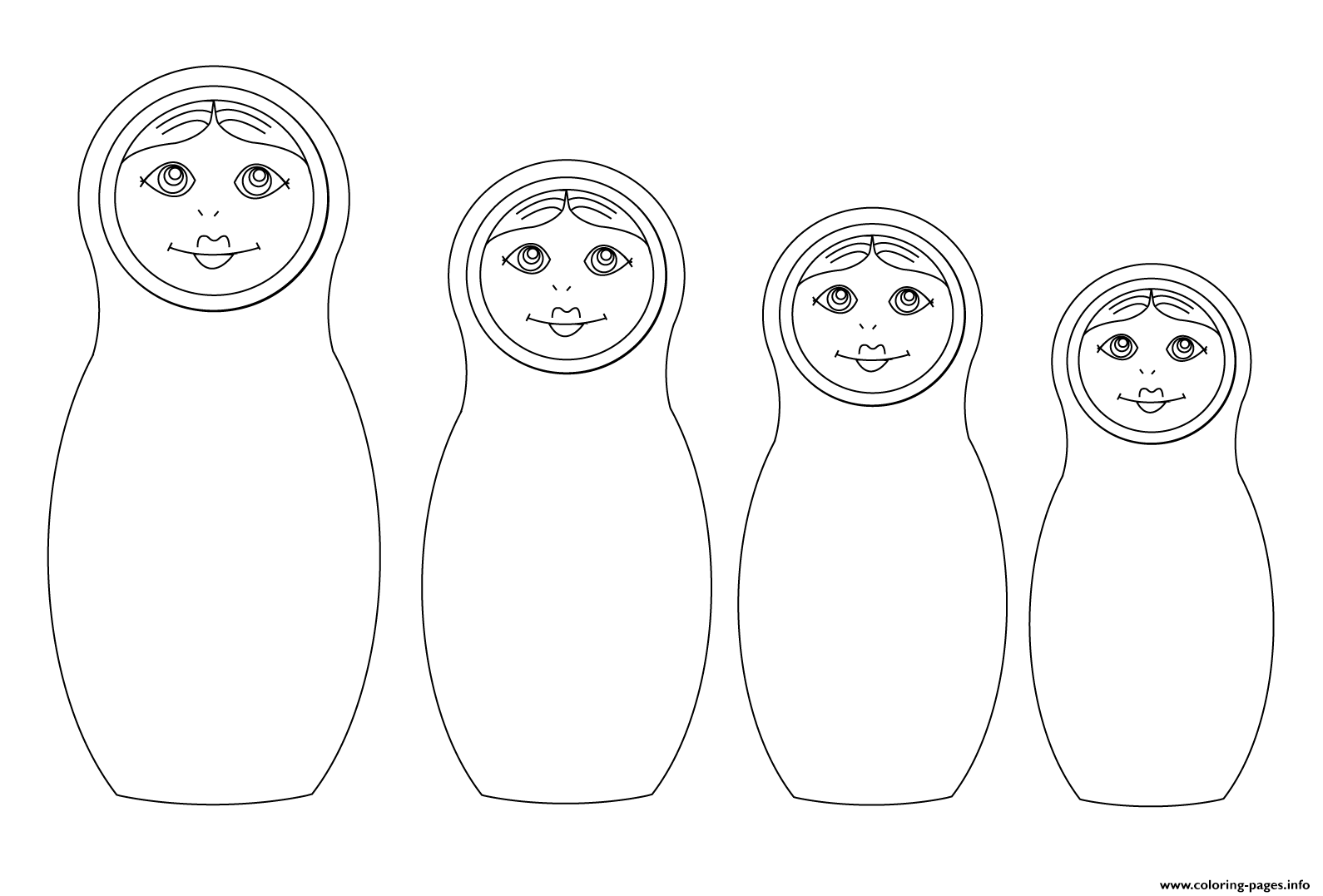 Matryoshka Russian Dolls Blank Coloring Page Printable