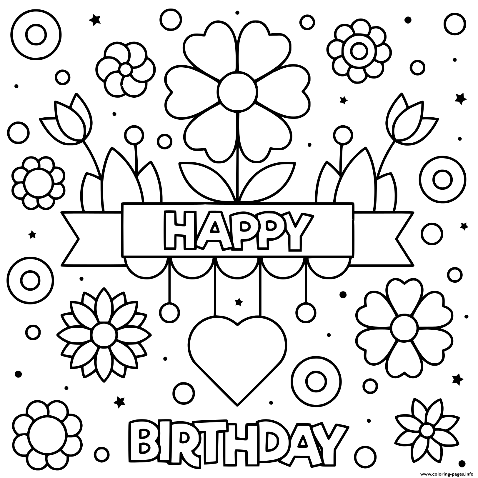 Happy Birthday Mommy Coloring Pages Happy Birthday Mom Love Flowers 