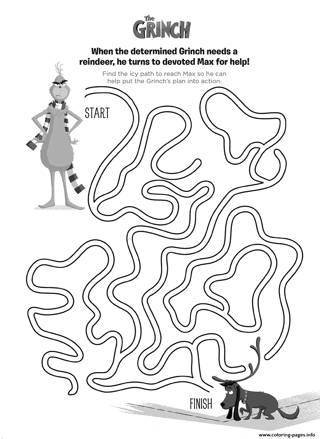 The Grinch Maze Grinch And Max Coloring page Printable The Grinch Maze Grinch And Max Coloring page Printable