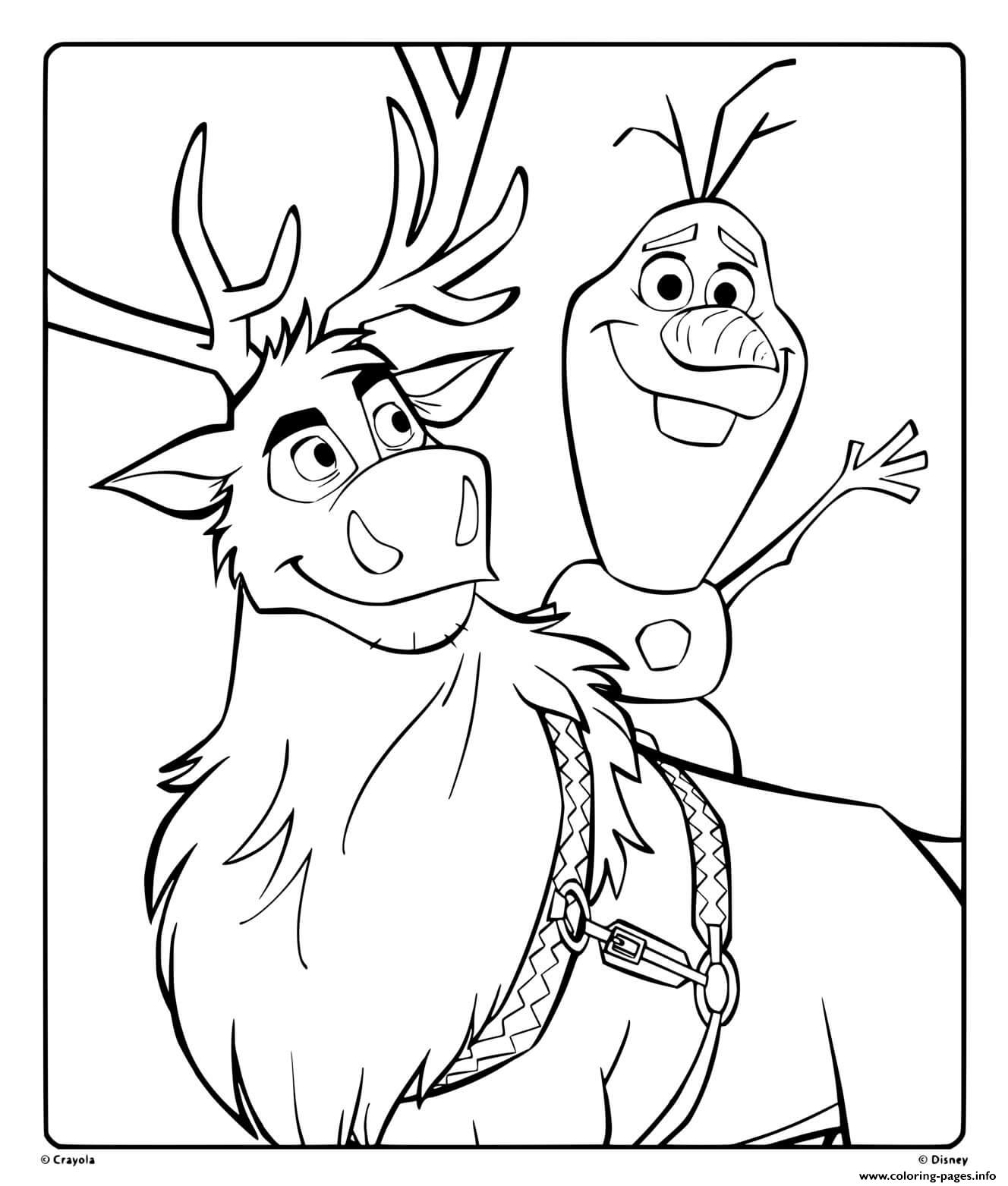 Olaf And Sven From Disney Frozen 2 Coloring Page Printable